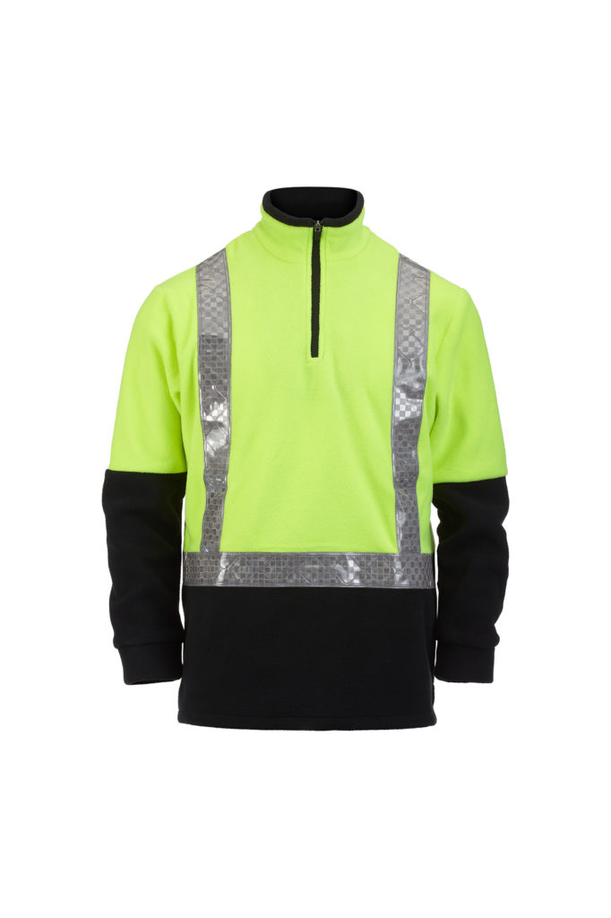 Hi Vis Fleece Pullover Taped For Day Night with Zip Pockets